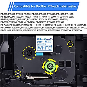 USUPERINK 1 Pack Compatible for Brother P-Touch TZe-253 TZe253 TZ253 TZ-253 Blue on White 24mm 1 inch 0.94'' x 26.2ft Laminated Label Tape Work with PT-D600 D600VP P700 P710BT P950NW Label Maker