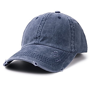 Lvaiz Distressed Baseball Cap Dad Hats for Women Men Vintage Washed Cotton Trucker Hat Adjustable Low Profile Ball Caps Navy Blue