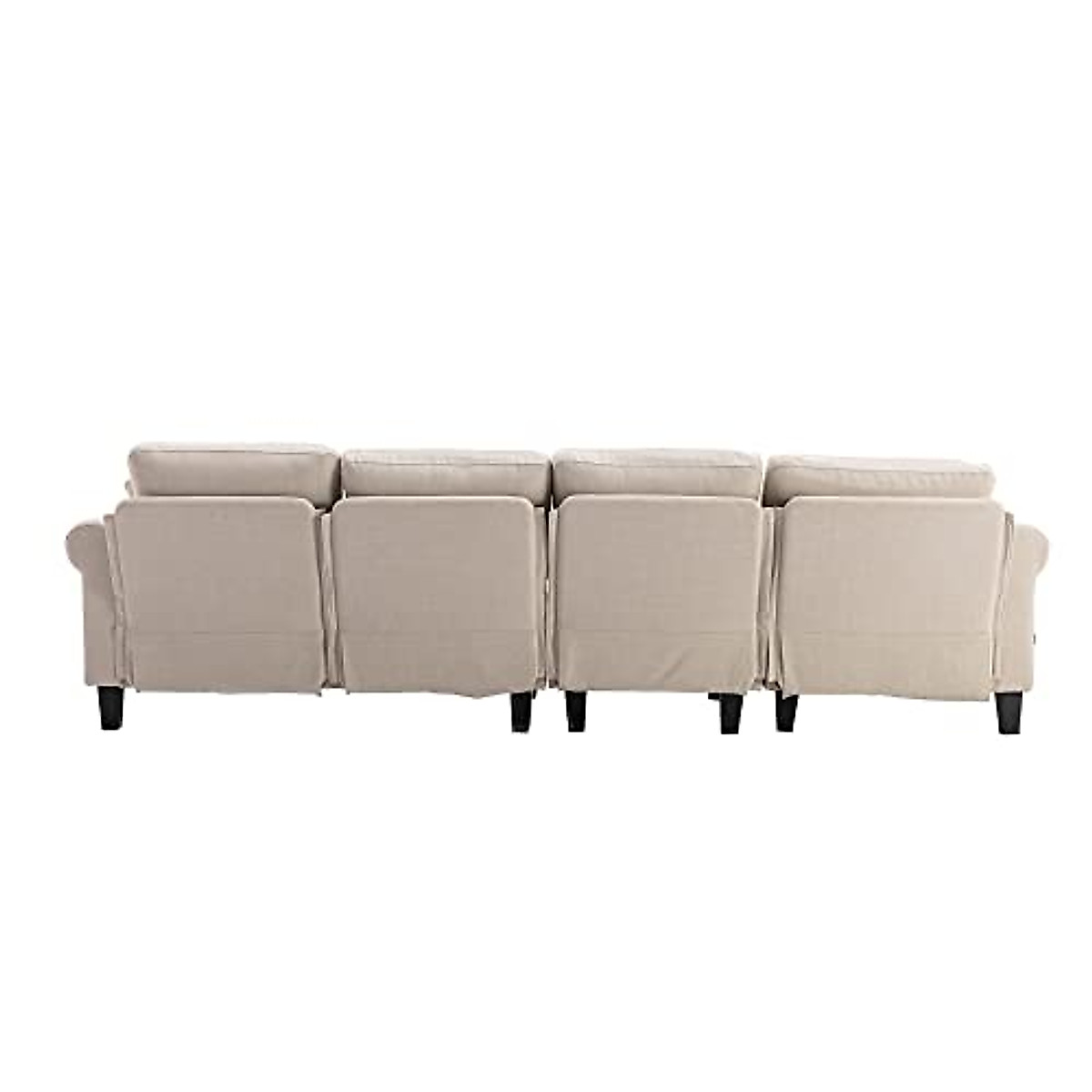 Eafurn U-Shaped Sectional Sofa w/Chaise Lounge and Movable Ottoman,108.66" Convertible Corner Couch,5 Seater Linen Upholstery Sofa&Couches with 2 Pillows for Living Room Furniture Sets, Beige