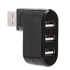 3-port USB HUB2.0 1-to-3 Computer USB Splitter 3-Port Travel USB Wall Charger USB Adapter Charging Station Box Rotatable for Printers, Card Readers, Thumb Drives(Black)