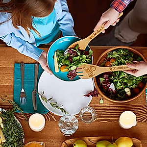 Wooden Spoons for Cooking, Funny Inspired Quotes Laser Engraved Cooking Utensils Set,Kitchen Cooking Supplies, Bamboo Spoon Slotted Kitchen Utensil Fun Gift Idea Housewarming Gift (Bees)