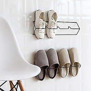 Esdella Shoes Rack Organizer Wall Mounted Storage Shelf Shoe Holder Keeps Shoes Off The Floor (Black, 4 Pack)