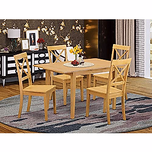East West Furniture NOBO5-OAK-W Dining Set, 5-Piece