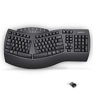 Perixx Periboard-612B Wireless Ergonomic Split Keyboard with Dual Mode 2.4G and Bluetooth Feature, Compatible with Windows 10 and Mac OS X System, Black, US English Layout