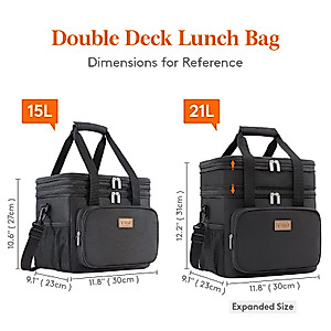 Lifewit Lunch Box for Men Women, Large Insulated Soft Cooler Bag, Leakproof, 21L Capacity, Black