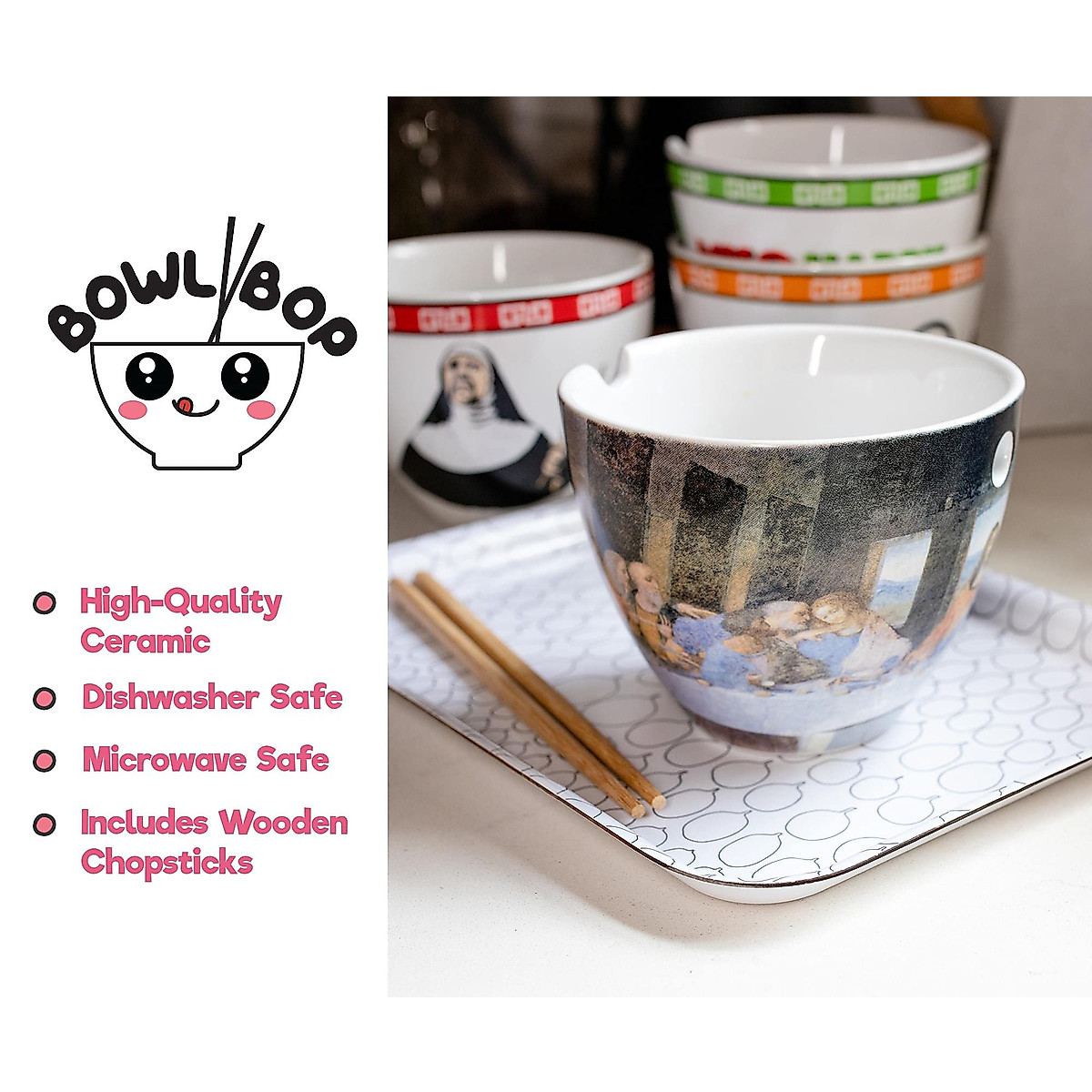 Boom Trendz Bowl Bop Last Ramen Supper Japanese Dinner Set | 16-Ounce Ramen Bowl, Chopsticks