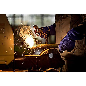 DEKO Welding Gloves Blue 14 inch Leather Forge Heat Resistant Welding Glove for Mig, Tig Welder, BBQ, Furnace, Camping, Stove, Fireplace and More