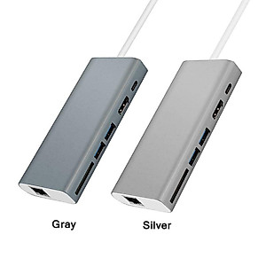 Type-C to HDMI Gigabit LAN Docking Station Converter 4K USB Readable SD Card，USB C Hub 6 in 1 Type C Adapter Compatiable for MacBook and Windows (Black)