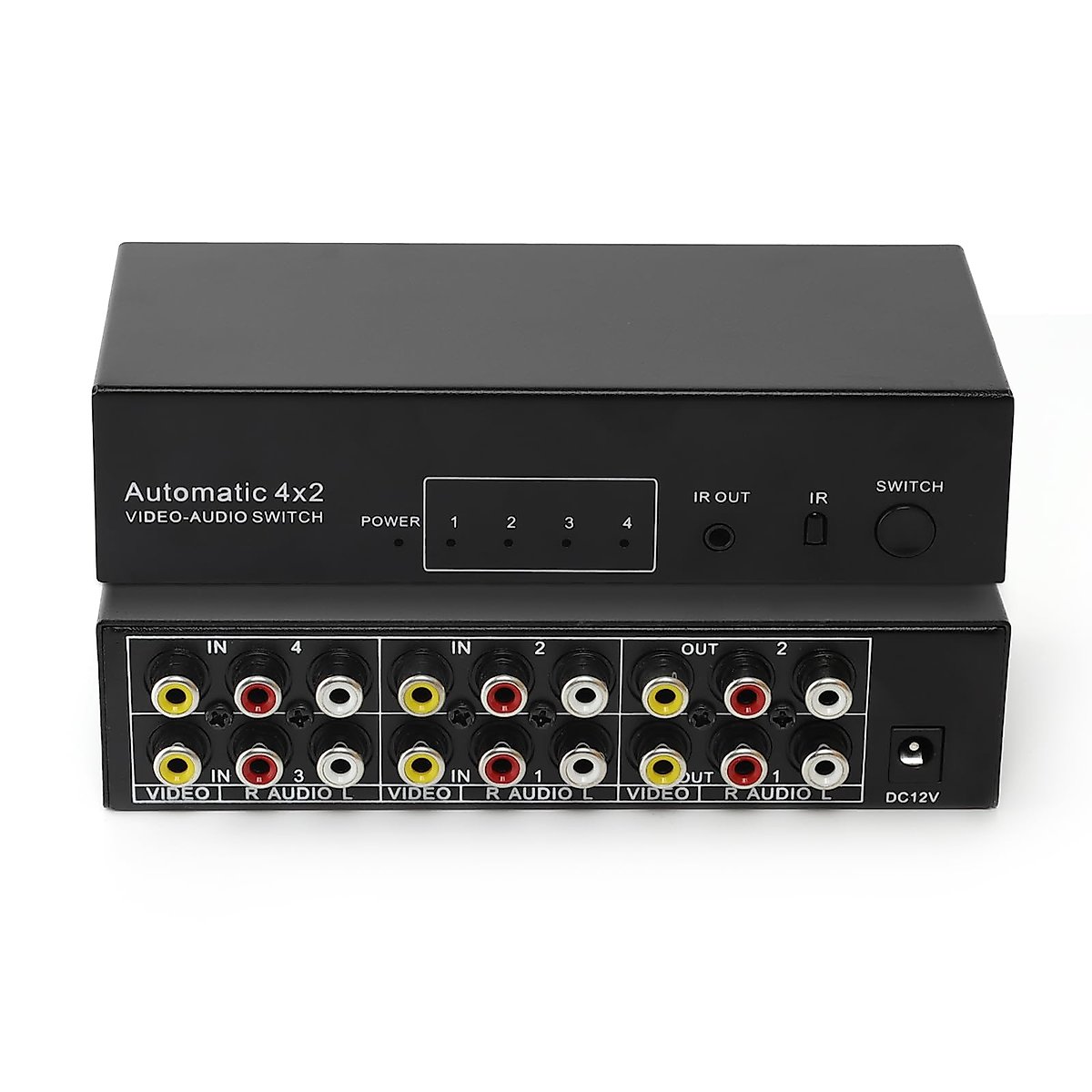 HONONJO AV SWITCHER 4 Way Converter Video Audio Selector for TV with Remote Control Video Switch Box （Electrical Volts: 110V）