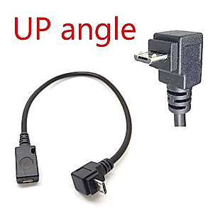 GuangMaoBo 90° Degree Angle USB Micro B 5P Female to 5P Male Left Right Down Up Angled Extension Cable Adapter for Phone Charger Data Sync Tablet Cord Adaptor
