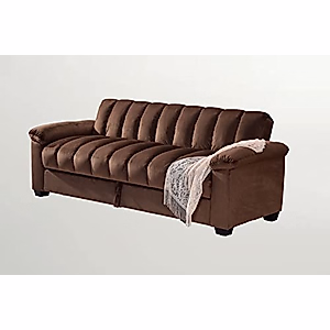 Legend Vansen Velvet Storage Convertible Sofa Bed Sleeper Couch Sofabed, Brown