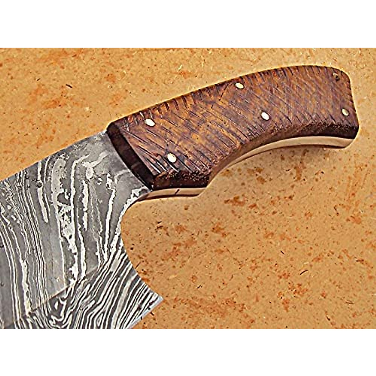 CP-285, Damascus Steel 12.00 Inches Cleaver style Knife – Solid Rose Wood Handle (Damascus Steel 1)
