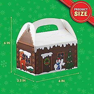 JOYIN 24 PCS 3D Christmas House Cardboard Treat Boxes for Holiday Xmas Goody Gift, Goodie Paper Boxes, School Classroom Party Favor Supplies, Candy Treat Cardboard Cookie Boxes