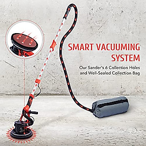 CO-Z 800W Electric Drywall Sander with Vacuum Attachment & Handles, Drywall Refinishing Sander with Dust Collector & Lights, Lighted Wall & Floor Residue Removal Power Tool for Low Wall Painting Work