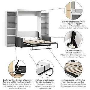 Bestar Pur Murphy, Space-Saving Wall Bed for Multipurpose Rooms, QUEEN, White