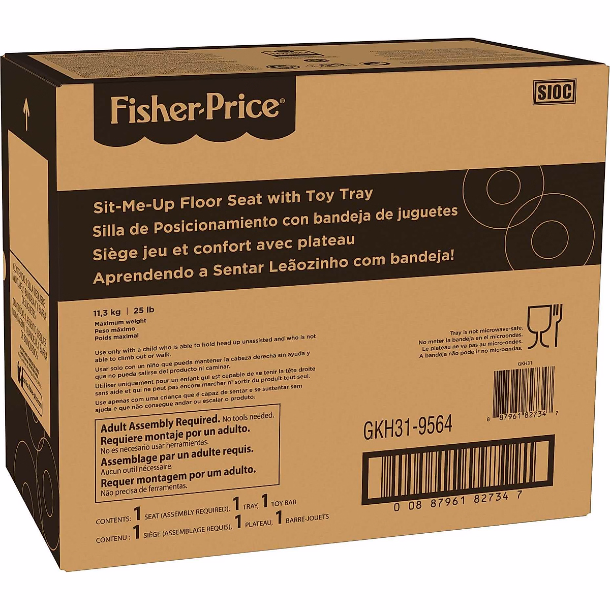 Fisher-Price Portable Baby Chair Sit-Me-Up Floor Seat With Snack Tray And Removable Toy Bar, Penguin Island