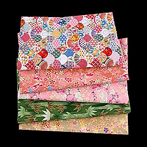 yotijar 5pcs Japanese Style Printed Cotton Fabric for Quilting Crafts Sewing DIY - Type 1