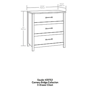 Sauder Cannery Bridge 3-Drawer Bedroom Chest in Sindoori Mango, Sindoori Mango Finish