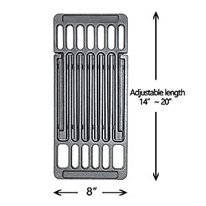 Hongso Adjustable Cast Iron Grill Grates, Universal Cooking Grid Grate Replacement for Gas Grill, Extends from 14" up to 20" L,1 Pack, PCB002