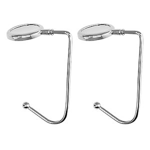 kwmobile Purse Hooks for Table - Set of 2 Metal Handbag Hook Holder Hand Bag Hanger for Tables, Desks, Silver