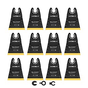 AMZBSAW 12PCS Titanium Oscillating Multitool Blades Metal Cutting, 68MM Titanium Saw Blades for Metal Nails Hard Material and Wood Plastic, Multi Tool Blades Kits Fit Dewalt Bosch Worx Ryobi