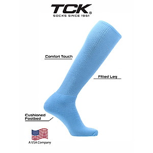TCK TS All Sport Polyester Baseball Football Soccer Volleyball Tube Sock (Columbia Blue, Medium)