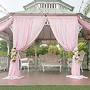 Party Backdrop Background Pink Chiffon Fabric Curtains 10ft x 10ft for Wedding Photo Backdrop Baby Shower Decoration