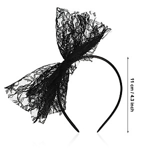 Blulu 80's Lace Headband Costume Accessories for 80s Theme Party, No Headache Neon Lace Bow Headband, Set of 4 (Fresh Color)