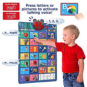 LEARNING BUGS Interactive ABC & 123s Talking Poster & Musical Wall Chart, Educational Toy for Toddlers