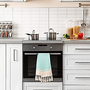 Rumi&Shams Turkish Hand Towel Set of 2 | 100% Cotton Modern Farmhouse Hand Towels | 16 x 32 Inches Boho Towels | Bathroom Hand Towels | Perfect Turkish Kitchen Towels | Bath Hand Towels (Aqua)