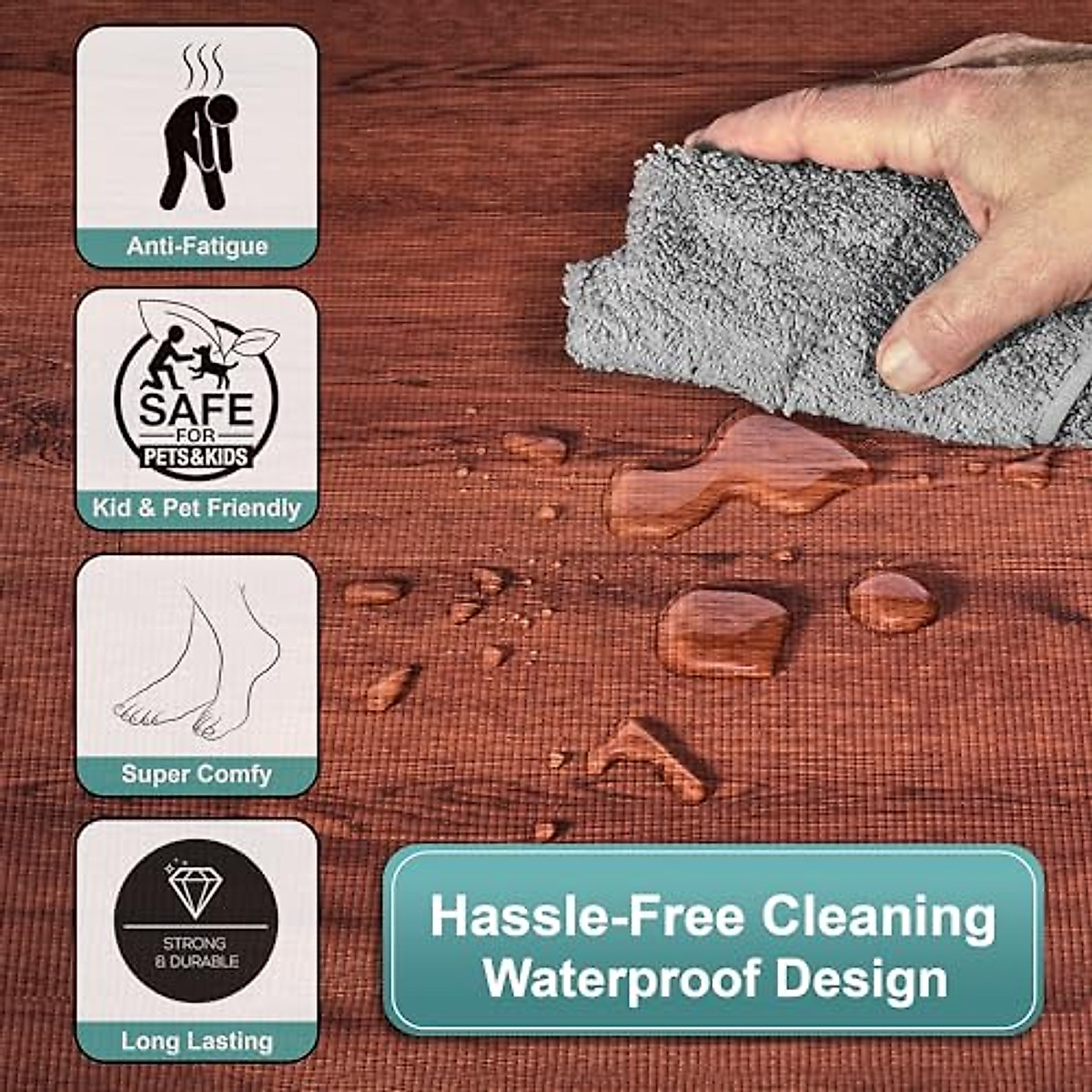 Sorbus 48Sq. Ft. Wood Grain Floor Tiles Foam Mat EVA Interlocking Mats Tile 3/8-Inch Thick Flooring Wood Puzzle Exercise Mats w/Borders - Home Playroom Basement, Apartment, Trade Show, Baby, Dance