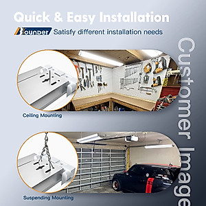 Bbounder Deformable LED Shop Light for Workshop, 6400LM 80W 4FT Utility Shop Lighting Fixture with Plug and Adjustable Panel, 5000K Daylight, Hanging or Flush Mount for Shop, Garage, Workbench, 1 Pack