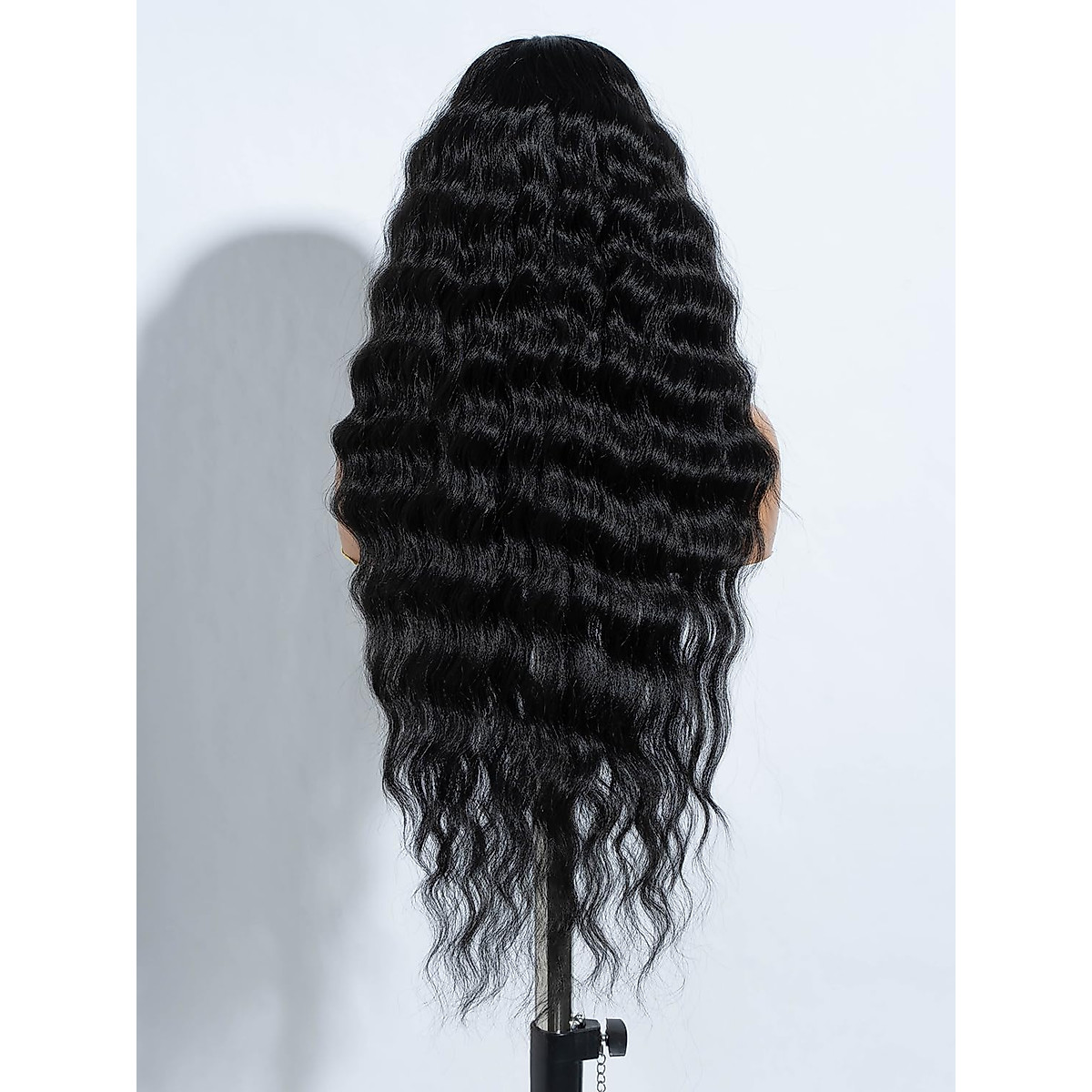 Joedir Lace Front Wigs 30" Long Wavy Synthetic Wig 4.5" Deep Part HD Transparent Lace With Baby Hair For Women 130% Density Wigs(Black Color)