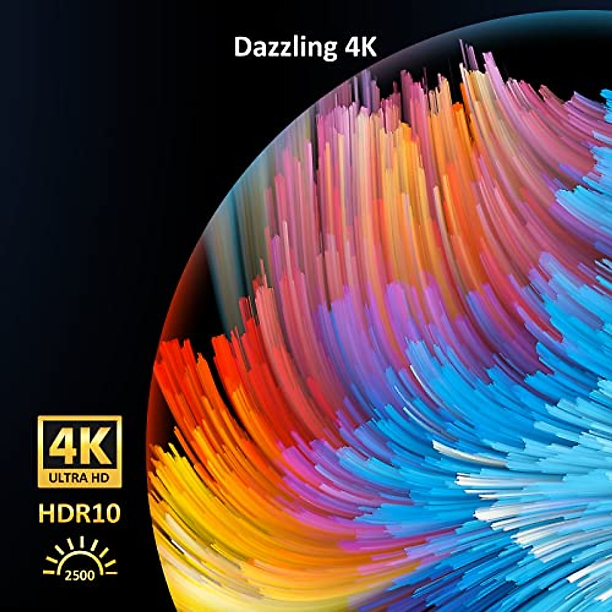 NexiGo Aurora PJ90, 4K Ultra-Short Throw Projector, Laser-Powered, 2500 ANSI Lumens, HDR10, HLG, 3D, 85% DCI-P3 & 121% Rec.709, 60W Stereo Speakers with Dolby_Audio, Android TV