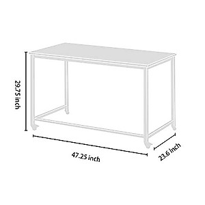 Coral Flower Computer Desk Writing Table Workstation with Durable Scratch-resistant Laminate Surface and Metal Frame, Brown