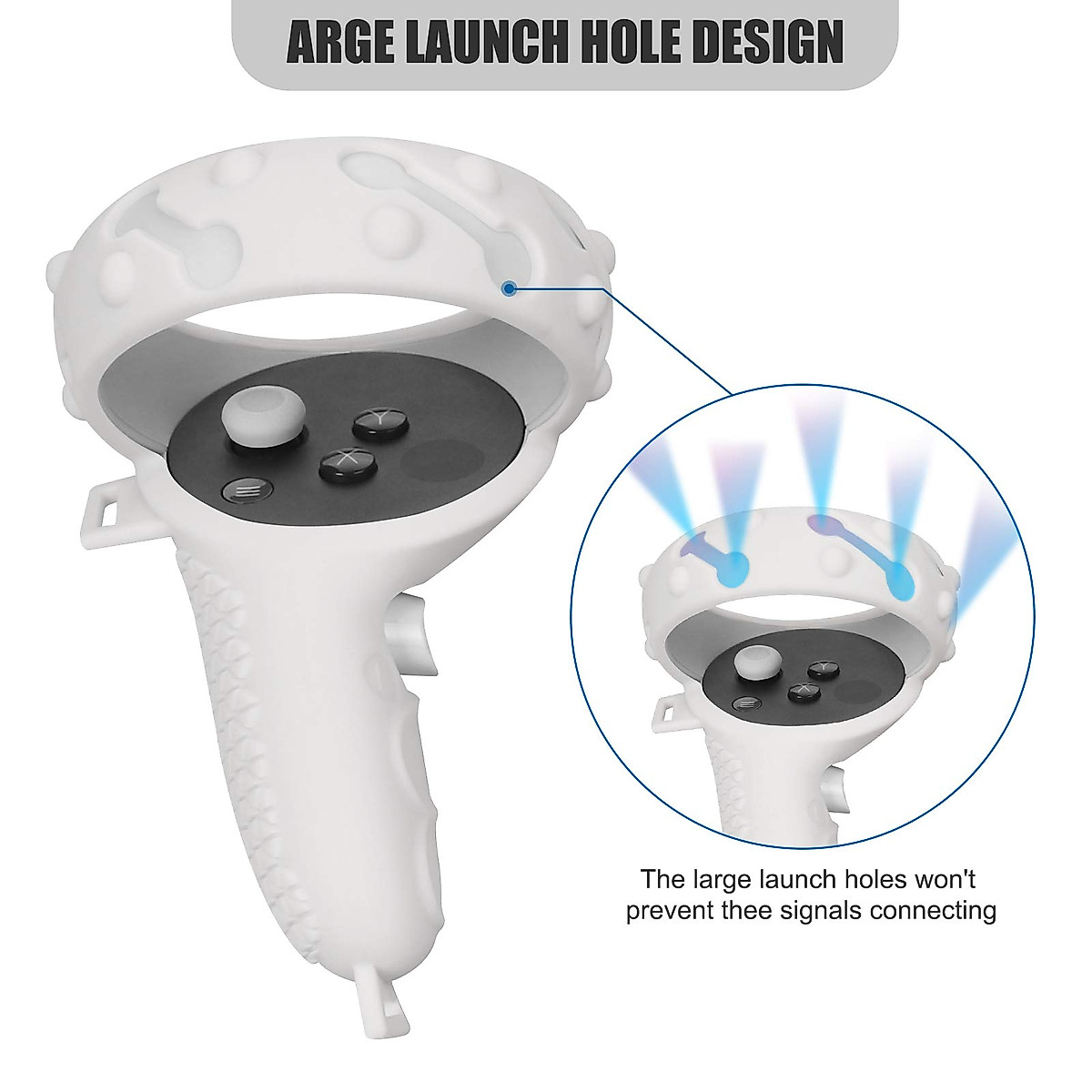 Esimen Touch Controller Grip Cover for Oculus Quest 2 Silicone Protective Ring Cover Custom Set Accessories Anti-Throw Handle Protective Sleeve with Adjustable Hand Strap-Easy to Install