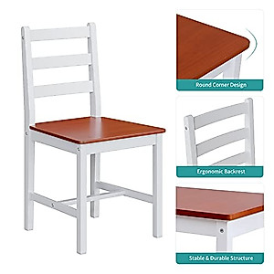 Alohappy 5 Piece Kitchen Table and Chairs Set for 4, Rectangular Pinewood Dining Table Set for Dining Room, Kitchen Room Furniture, Space-Saving & Easy Assembly (Red)