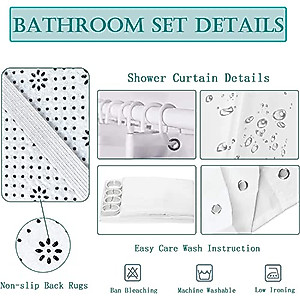 AKvsoze 4 Pcs Bathroom Shower Curtain Sets with Non-Slip Rugs, Toilet Lid Cover and Bath Mat Cartton Frog and Butterfly Waterproof Bath Curtain with Rustproof Hooks