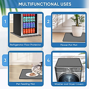 NinjaTiger Mini Fridge Silicone Mat - 23.6'' x 23.6'' Refrigerator Floor Protector Mat with Raised Edge Mini Fridge Drip Tray Pan Silicone Mat For Small Fridge Washer Dryer Freezer (Grey-1pack)