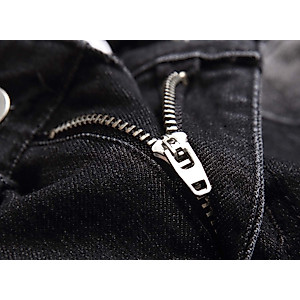 Boy's Skinny Fit Ripped Destroyed Distressed Stretch Fashion Biker Moto Denim Jeans Pants,BlackL0081,16