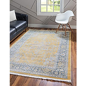 Unique Loom Baracoa Collection Area Rug - Prado (5' 5" x 8' Rectangle, Yellow/ Ivory)