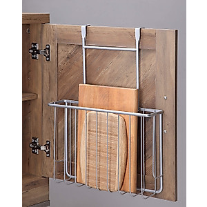 SunnyPoint Over The Cabinet Door Organizer Holder (SET OF 2) (Silver, 13.5 X 9.5 X 3.2 (basket Size))