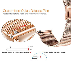 Abanen for Garmin Venu 2 Plus/Venu Sq 2 / Vivoactive 5 Watch Band, 20mm Quick Release Metal Mesh Stainless Steel Wristband Strap for Vivomove Sport/Trend (Rose Gold)