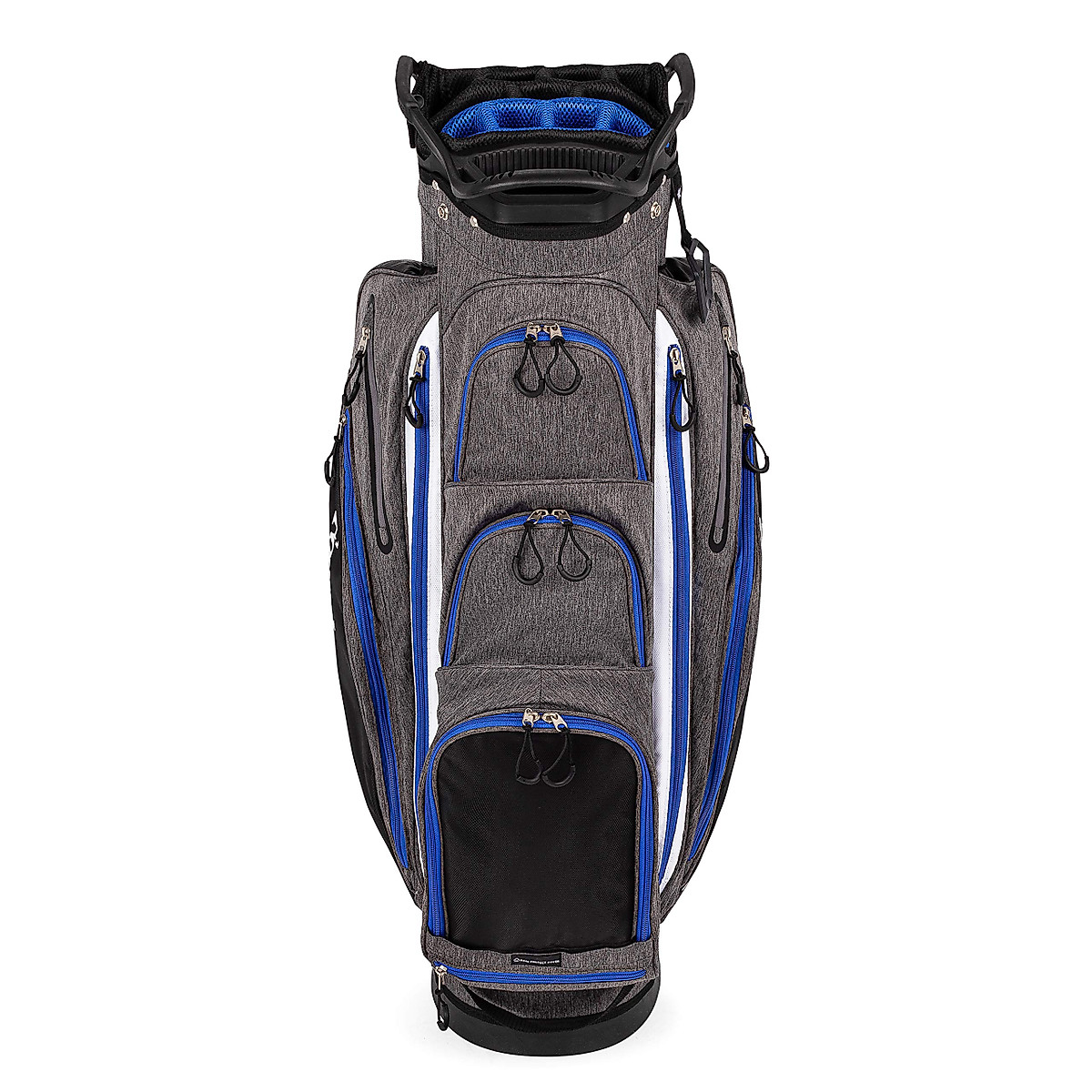 Founders Club Franklin Golf Push Cart Bag -Riding -Full Rain Cover -Secure Base -Light Weight -15 Way Full Length Divider-External Putter Tube-Embroidery Panel (Blue)