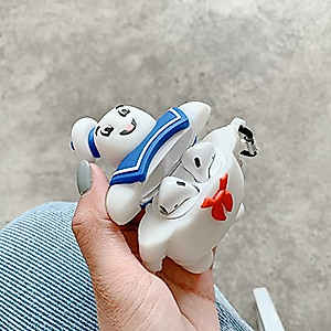 VARWANEO Case for Airpods 1&2, Soft PVC 3D Cute Funny Fun Cartoon Ghost Busters Design Kawaii Airpods Cover Case with Keychain, Cool for Kids Teens