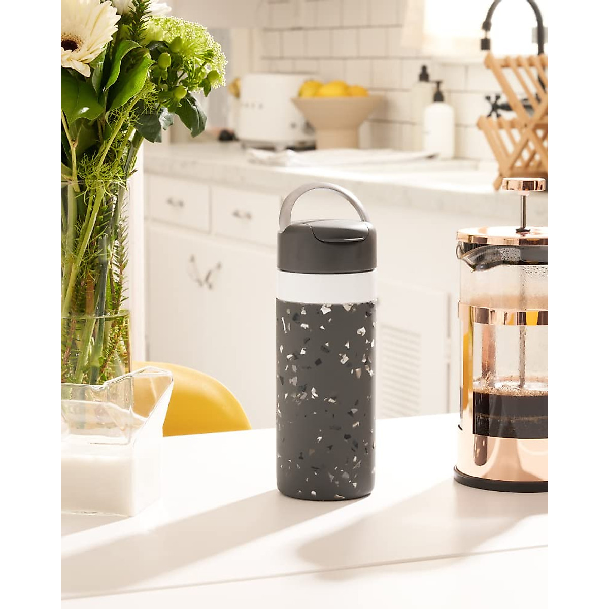 W&P Porter Drink Through Lid for Insulated Water Bottles, Leak-Proof, Carrying Handle, BPA Free, Charcoal