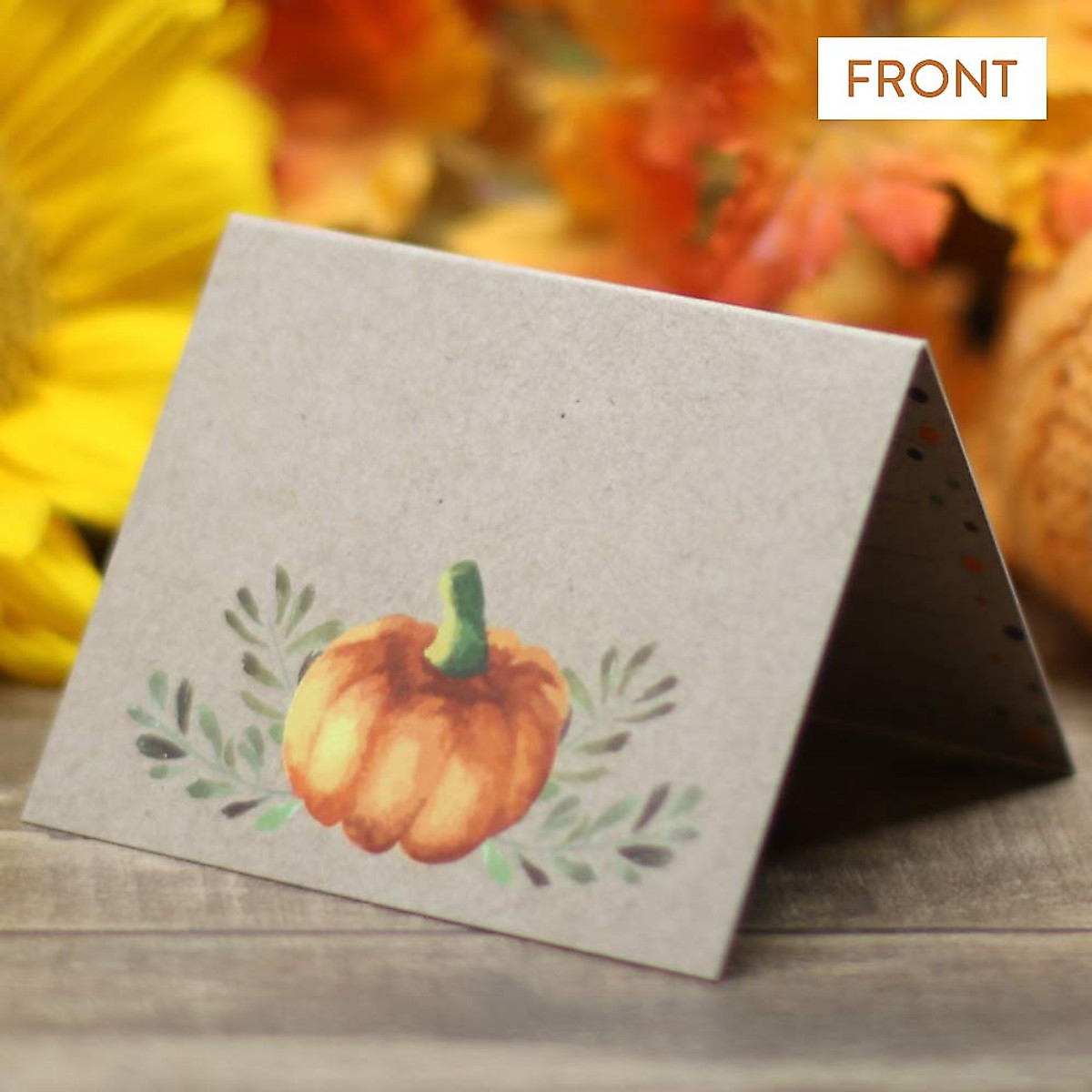 Koko Paper Co Thanksgiving Place Cards with Fill-in Gratitude Cards | Pack of 50 Cards | Printed on Heavy Card Stock.