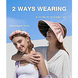 BENEUNDER UPF 50+ Sun Visor Hat - Wide Brim UV Protection for Tennis Golf Beach (Pink)