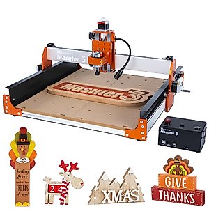 FoxAlien CNC Router Machine Masuter 3 with Steel Wheels, 3-Axis Engraving Milling Machine 15.75” x 15.75” x 3.74” Working Area for Wood Acrylic MDF Nylon Carving Cutting