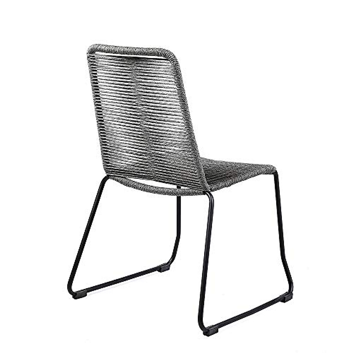 ARMEN LIVING LCSHSICH Shasta Outdoor Metal and Rope Stackable Dining Chair-Set of 2, Gray